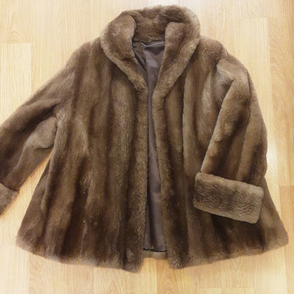 Vintage 1950s Sheared Real Fur Swing Coat - Gem